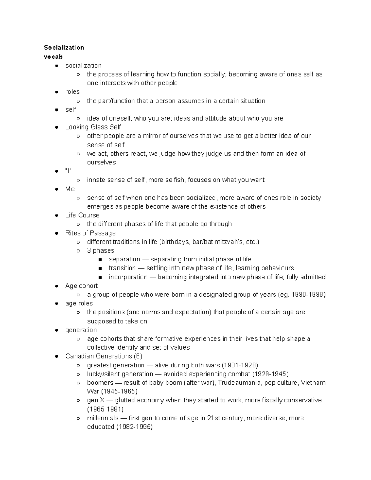 Soc 100 midterm 2 study guide - Socialization vocab socialization the ...