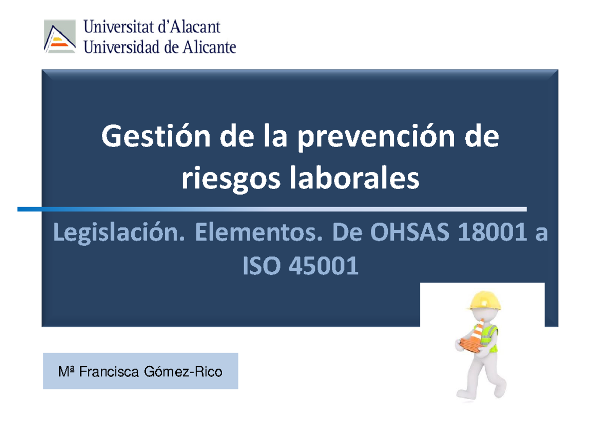 Tema Gestion de la prevencion material 2018 - Gestión de la prevención ...