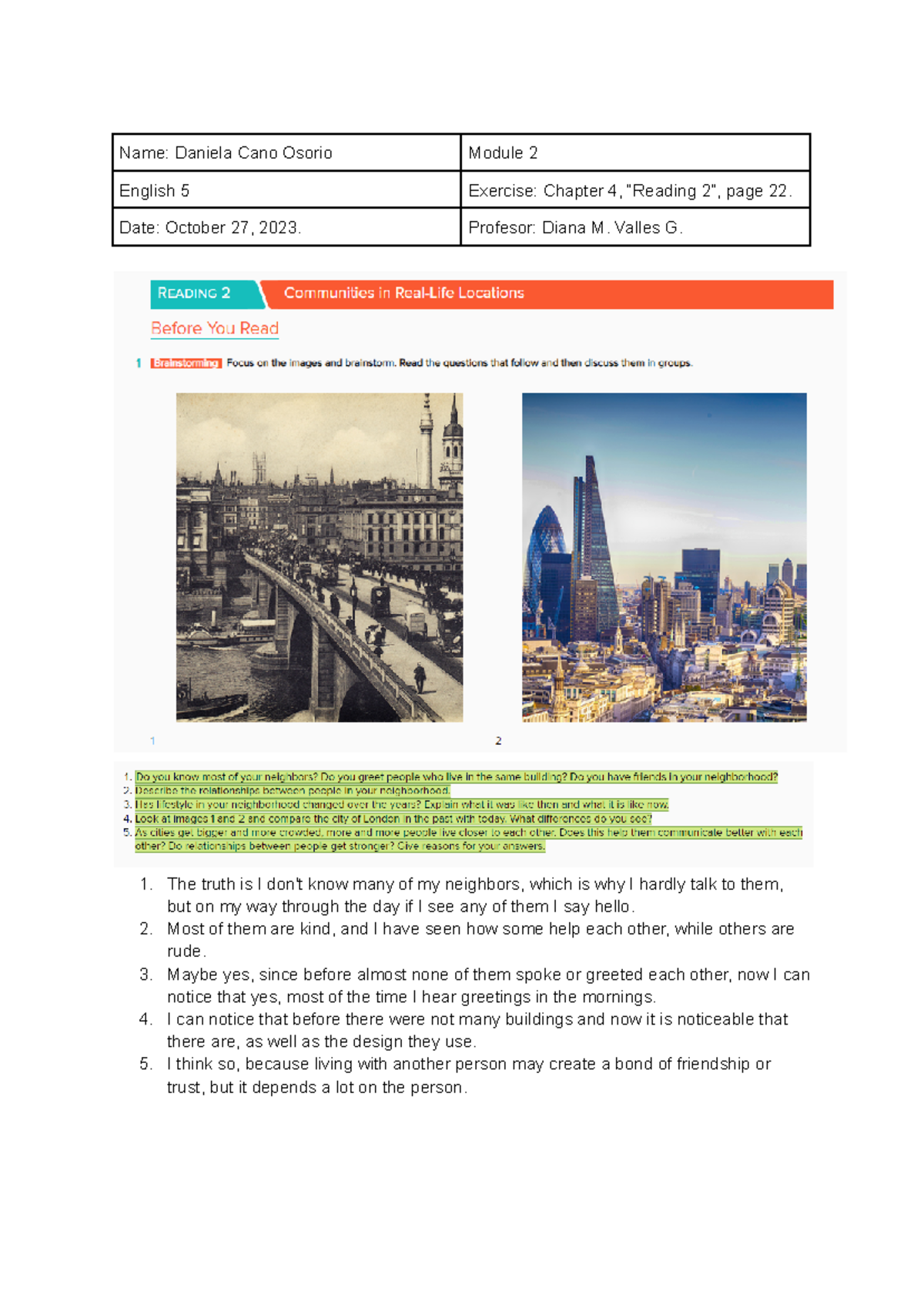 Chapter 4, “Reading 2”, page 22 - Name: Daniela Cano Osorio Module 2 ...