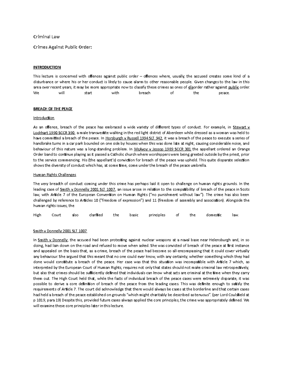 Criminal Law Week 3 - Crimes against public order - Criminal Law Crimes ...