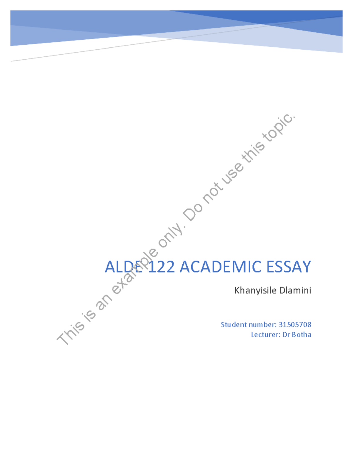 Example+of+an+argumentative+essay+on+a+different+topic - ALDE 122 ...
