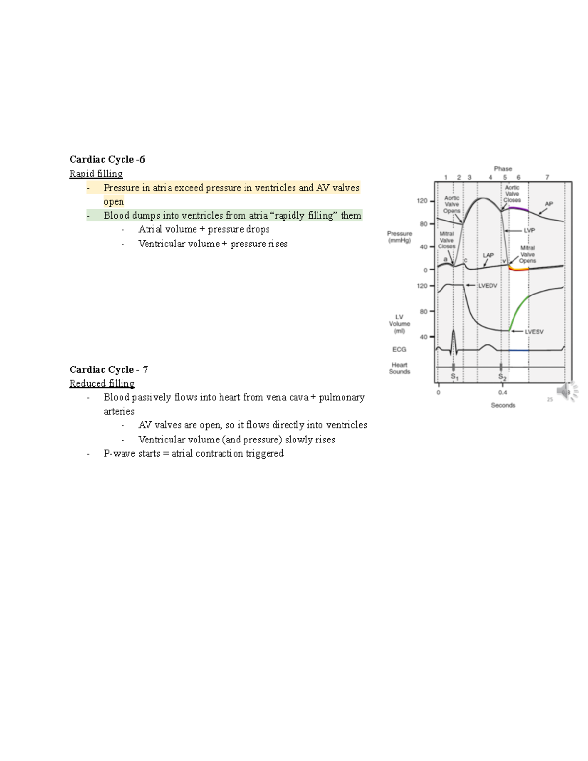 Anatomy Cardiac Cycle - class notes - Cardiac Cycle - Rapid filling ...