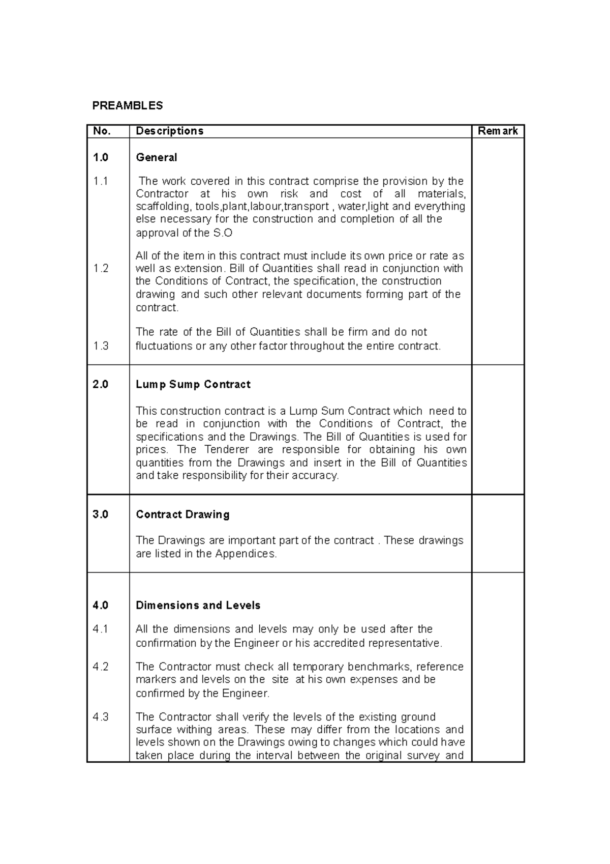 Section B - Assignments - PREAMBLES No. Descriptions Remark 1 General 1 ...