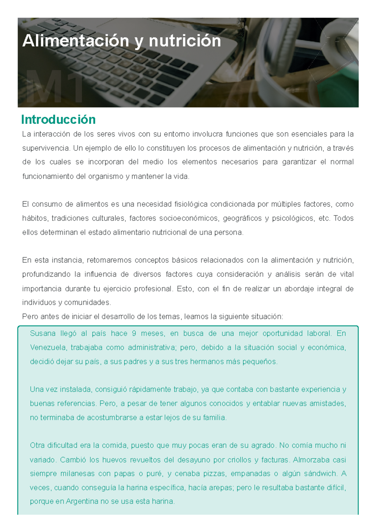 Modulo 1lectura 1 - Alimentación y nutrición Introducción La ...