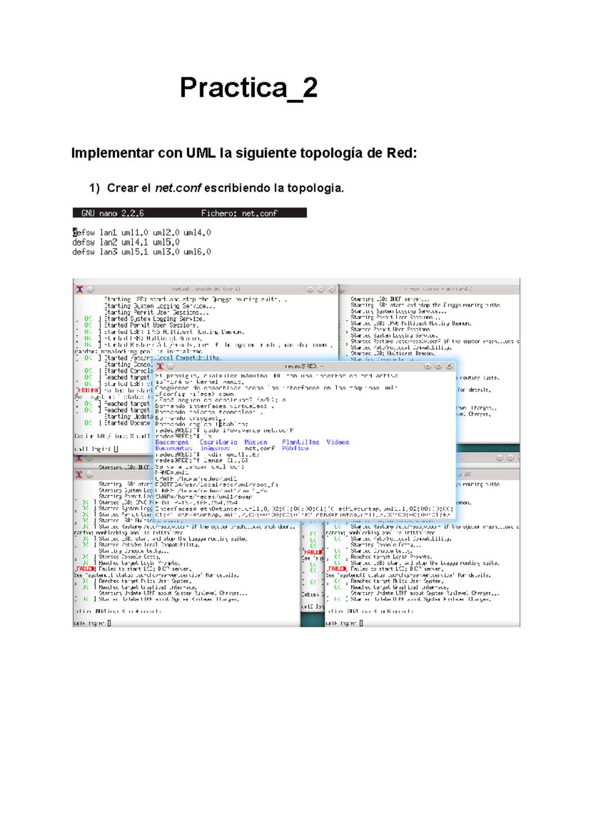 Practica 2 - Practica_ Implementar con UML la siguiente topología de ...