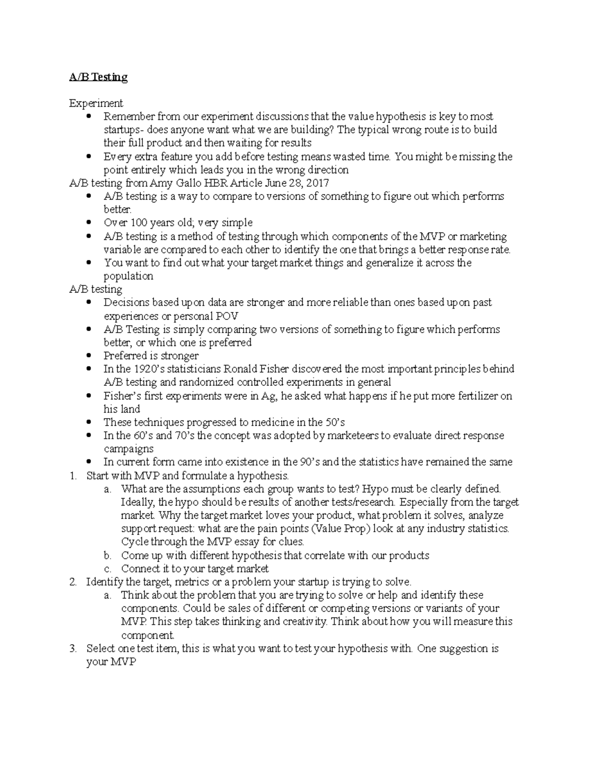 A:B Testing Notes Spring 2021 Information - A/B Testing Experiment ...