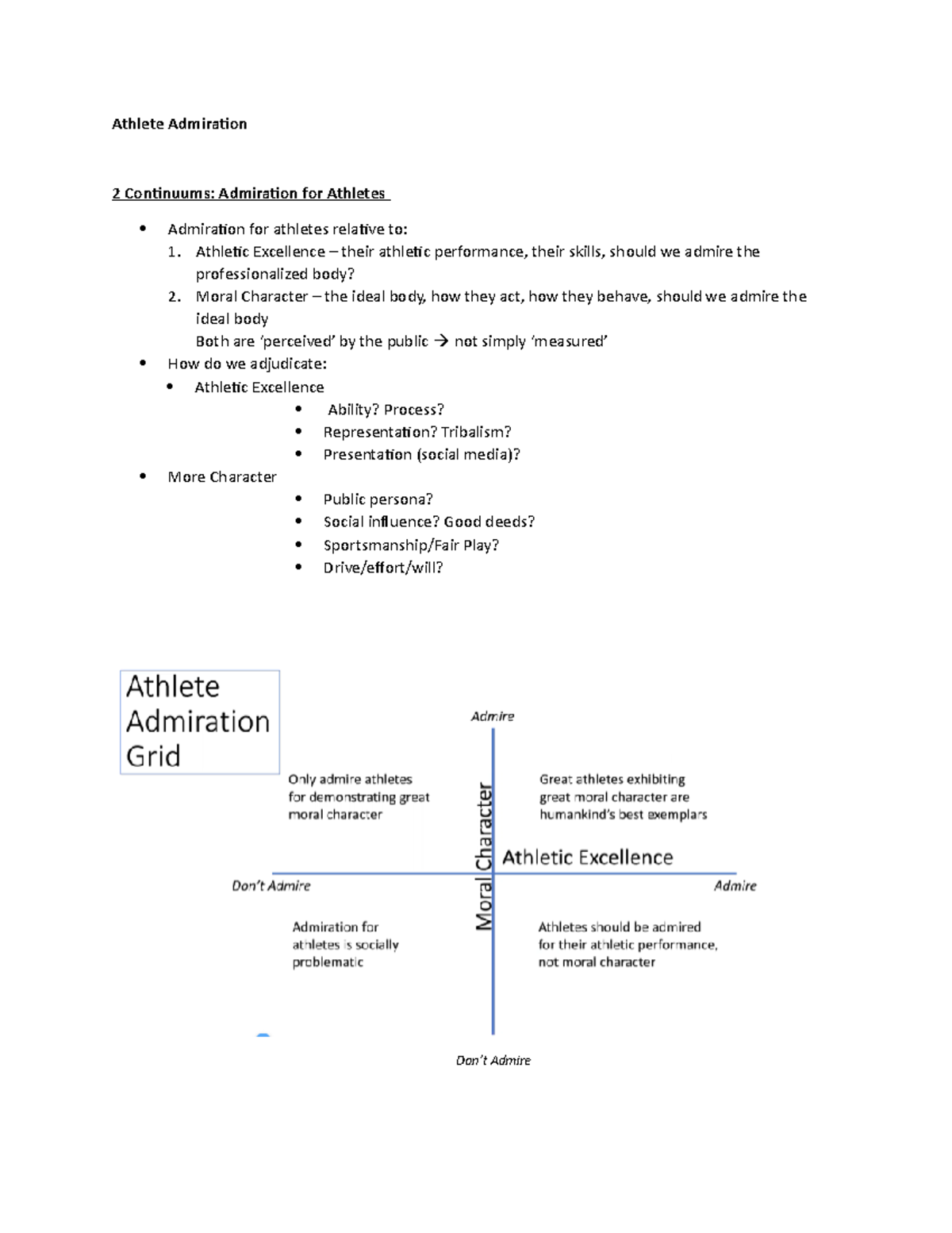 Athlete Admiration - Notes from class - Athlete Admiration 2 Continuums ...