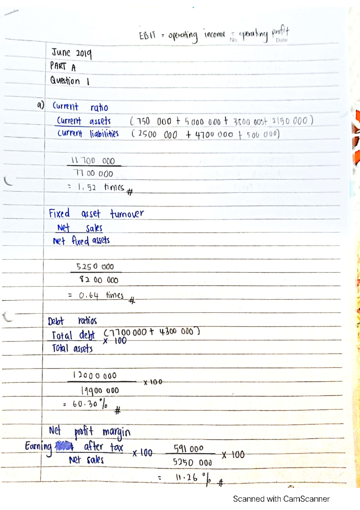 FIN242 Past Year Questions, Ratio (4H) - Fundamentals of Finance - Studocu