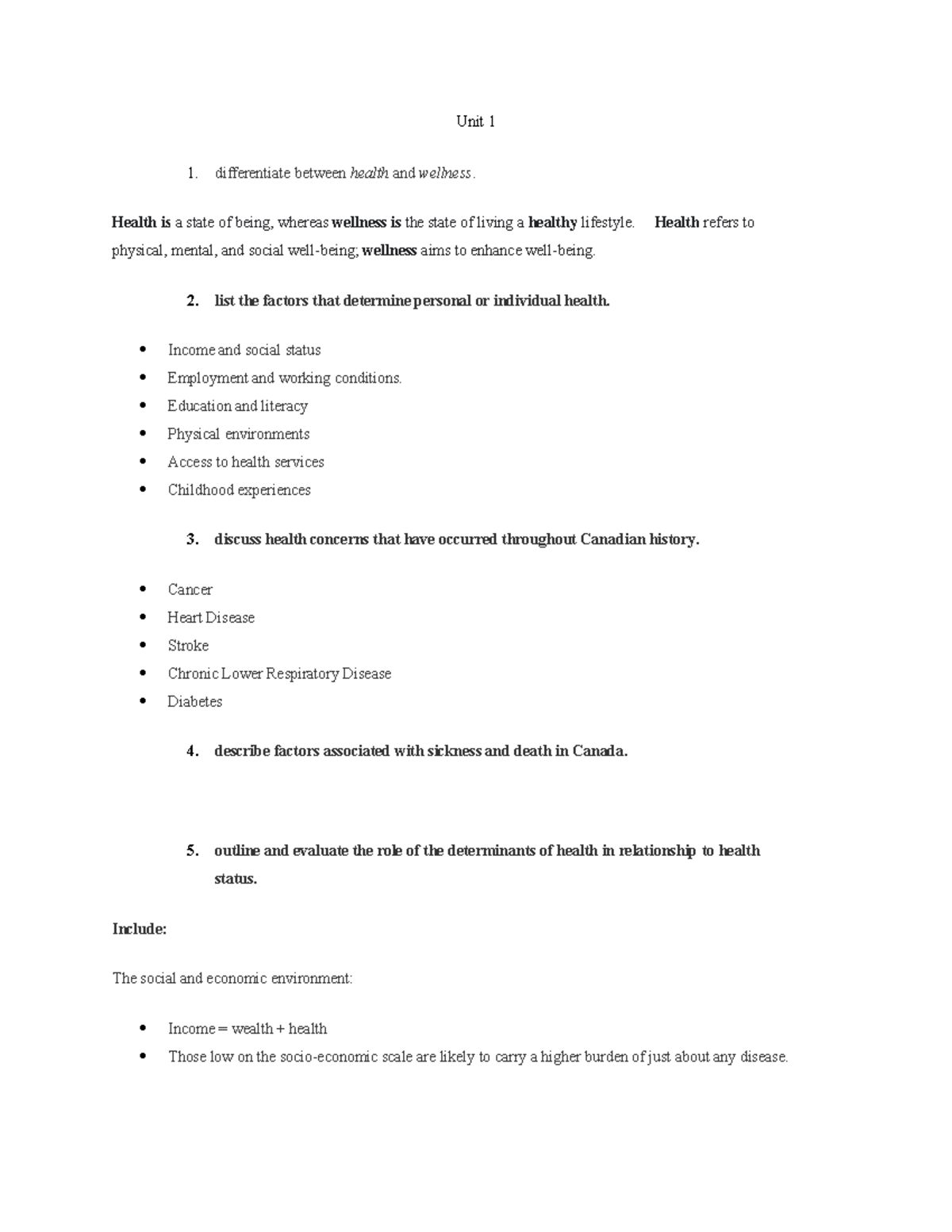 HLST Exam Study Guide - Unit 1 differentiate between health and ...