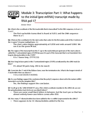 Module 2 Transcription Part I Answer Sheet - Module 2: Transcription Part I: From DNA sequence ...