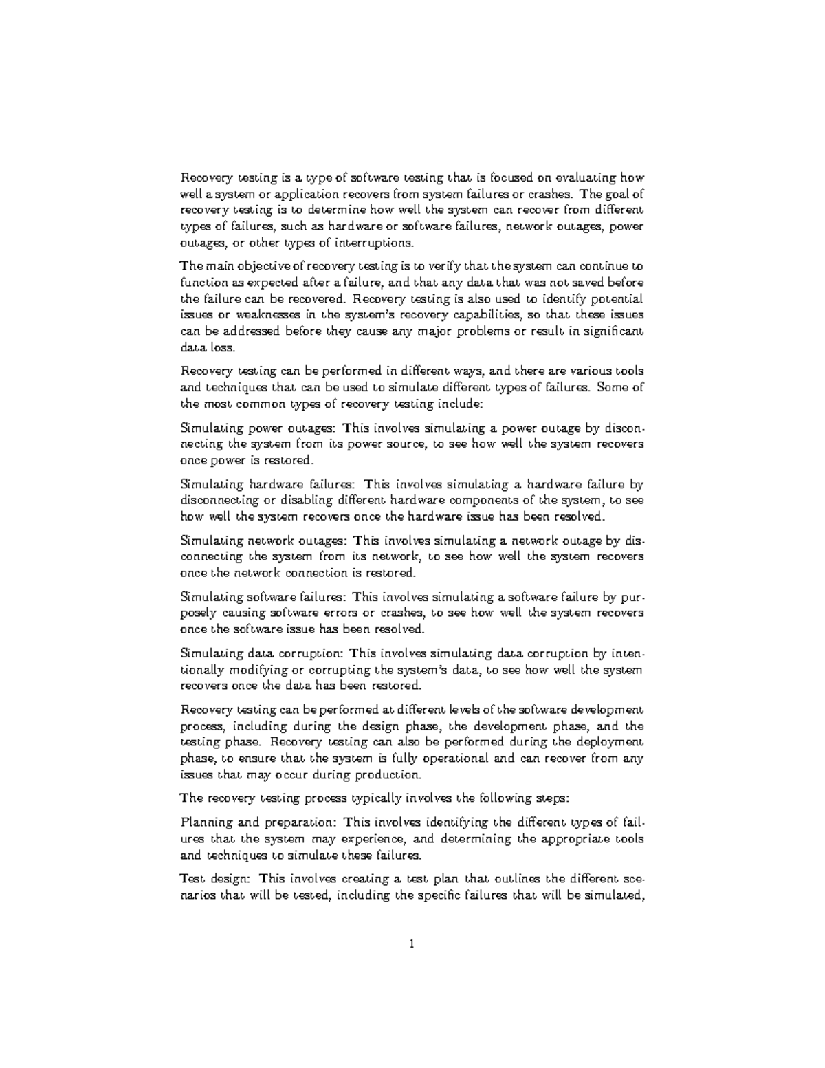 Recovery testing - Computer Skills And Applications - Recovery testing ...