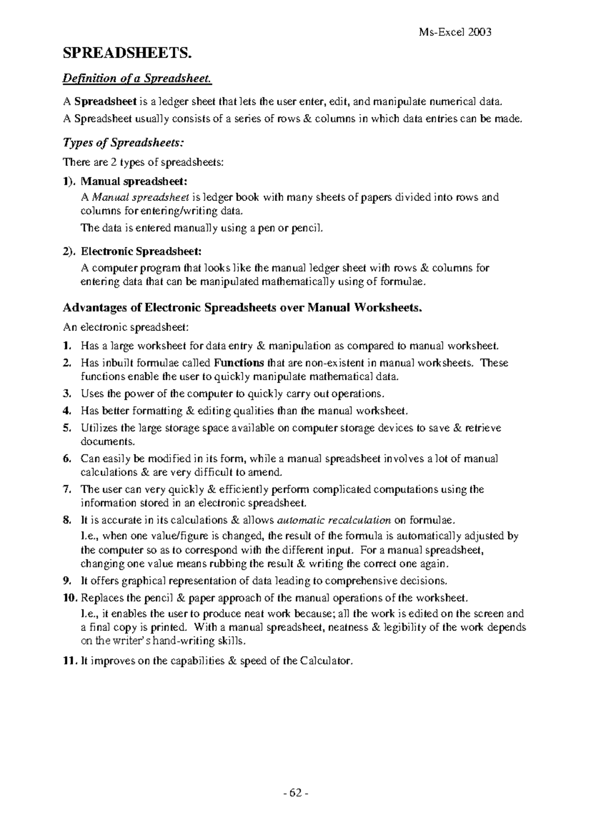 Ms-Excel-notes - tHIS ARE SIMPLE LECTURE NOTES FOR EASY UNDERSTANDING ...