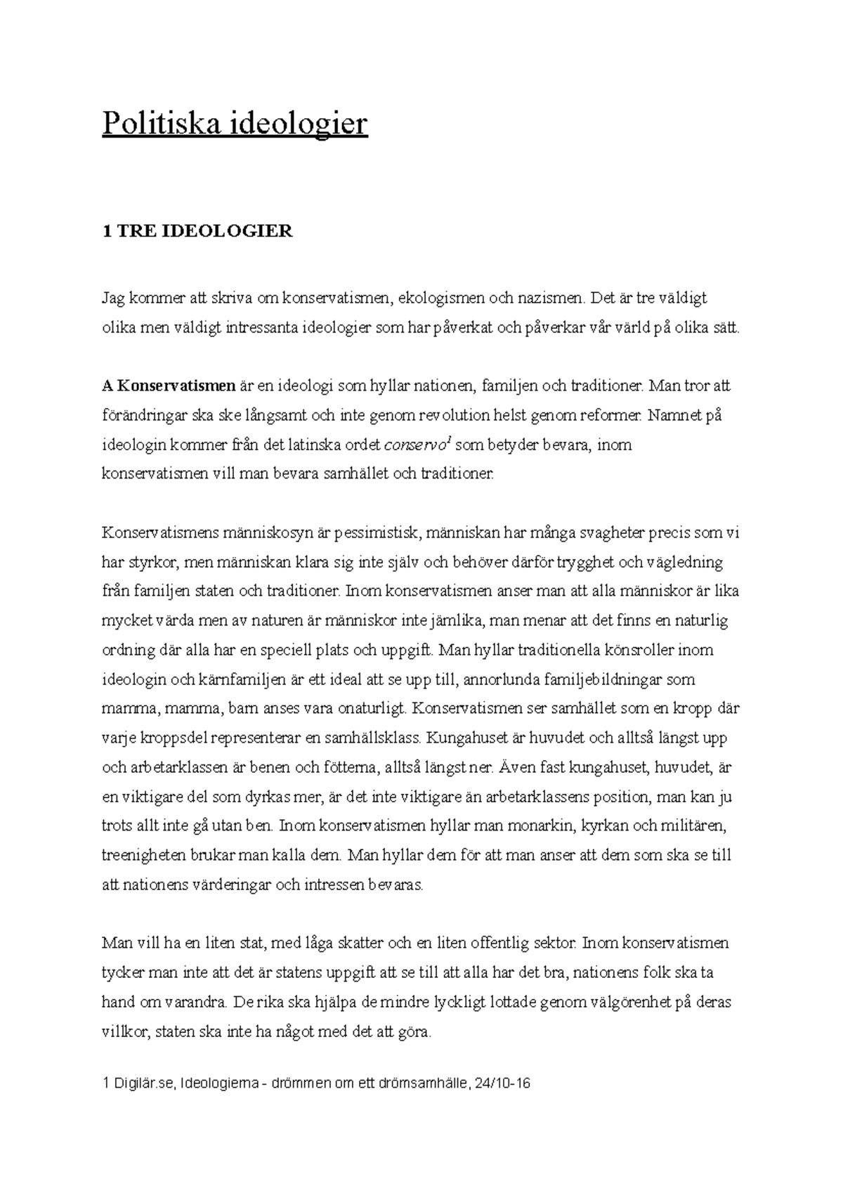 Politiska ideologier - sam 1 - Politiska ideologier 1 TRE IDEOLOGIER ...