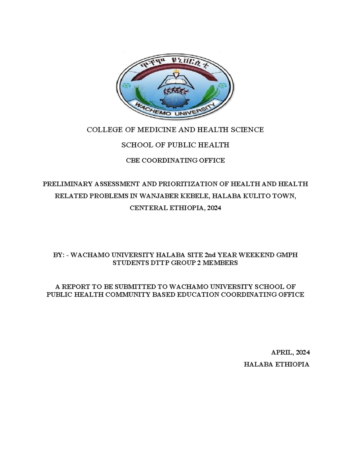 DTTP Group 2 GMPH Halaba site Rapid Assessment Report-2 - COLLEGE OF ...