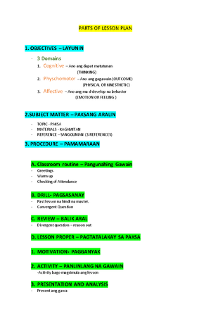 Lesson PLAN FOR Final DEMO - FINAL DEMONSTRATION LESSON PLAN Submitted ...