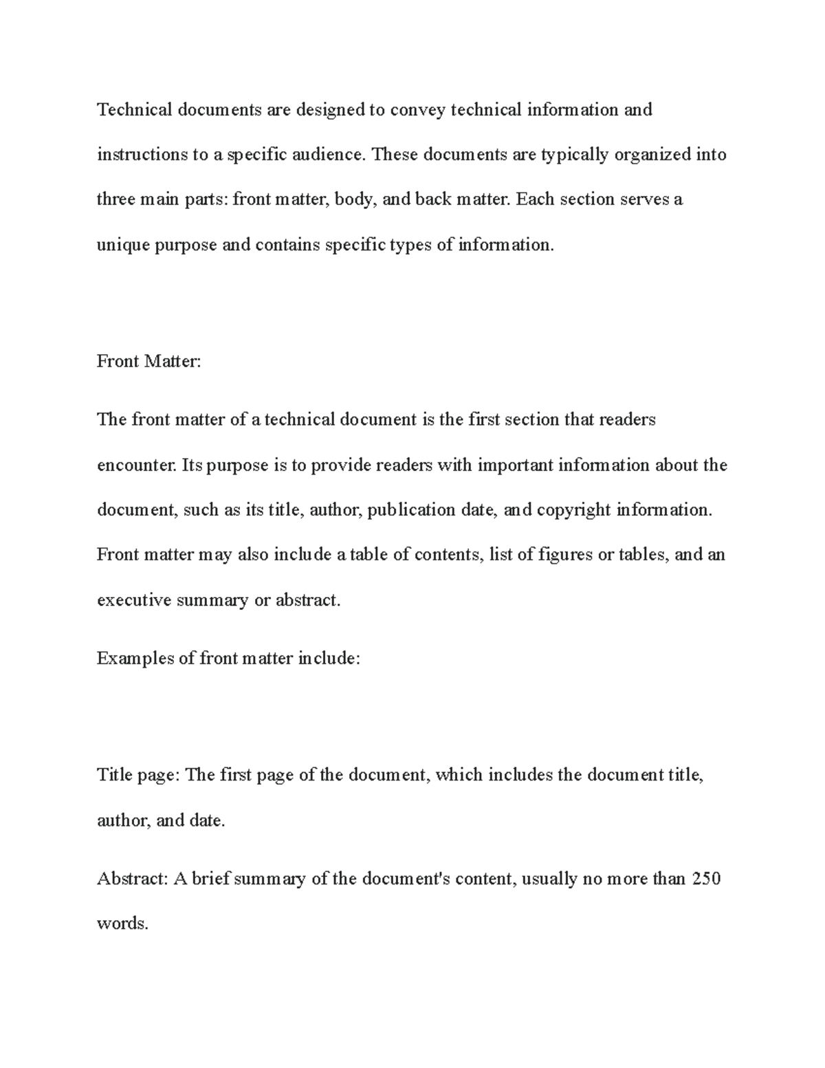 Week 6 Discussion - Technical documents are designed to convey ...