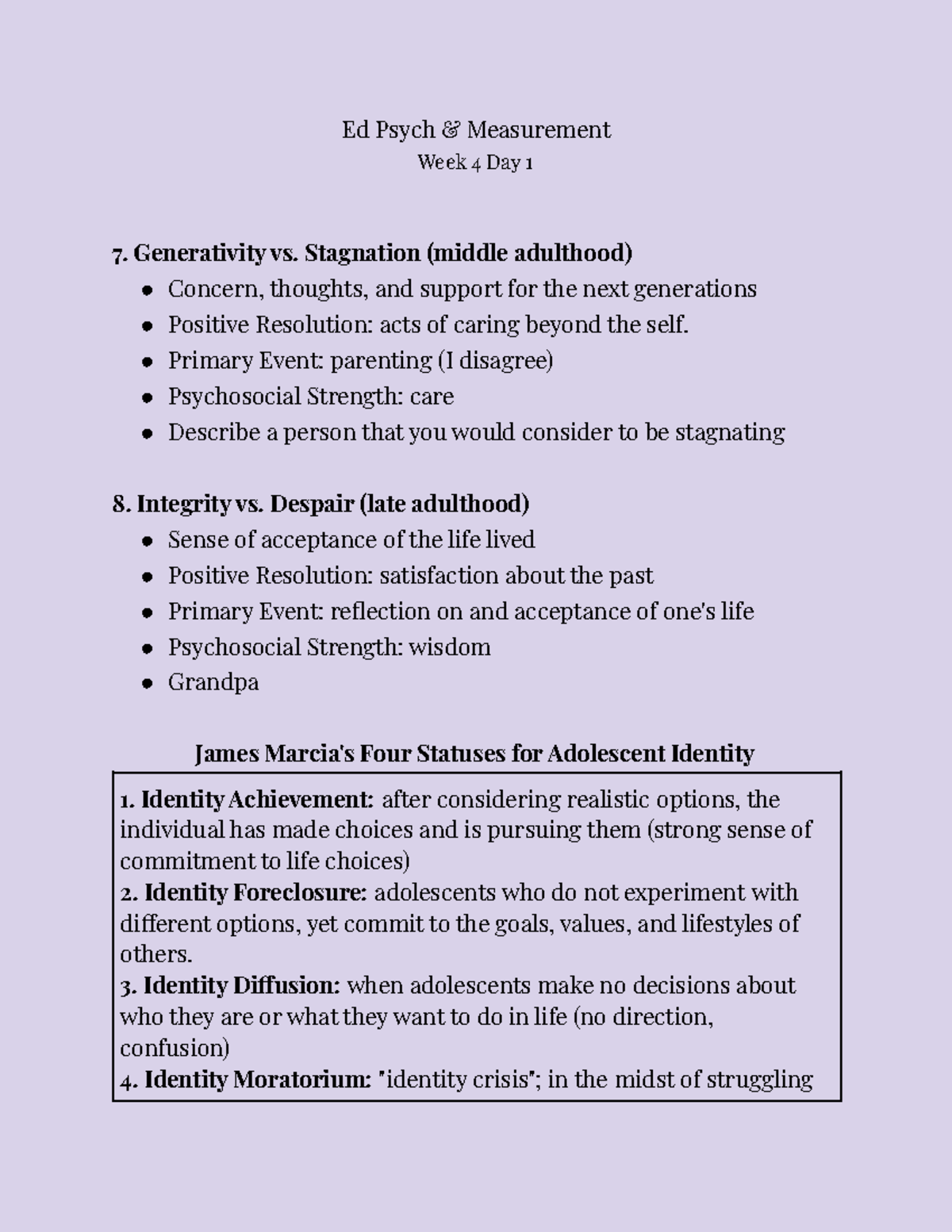 Week 4 Ed Psych - Dr. Mitchell Kelly - Ed Psych & Measurement Week 4 ...