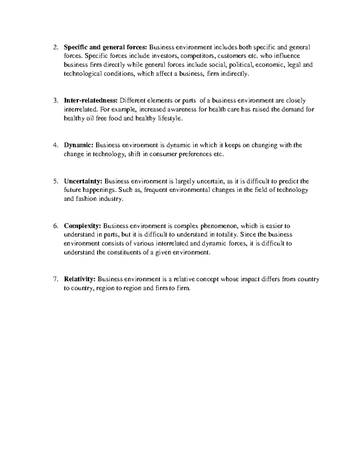 BST Chapter 3 Business Environment Notes 2 - Specific and general ...