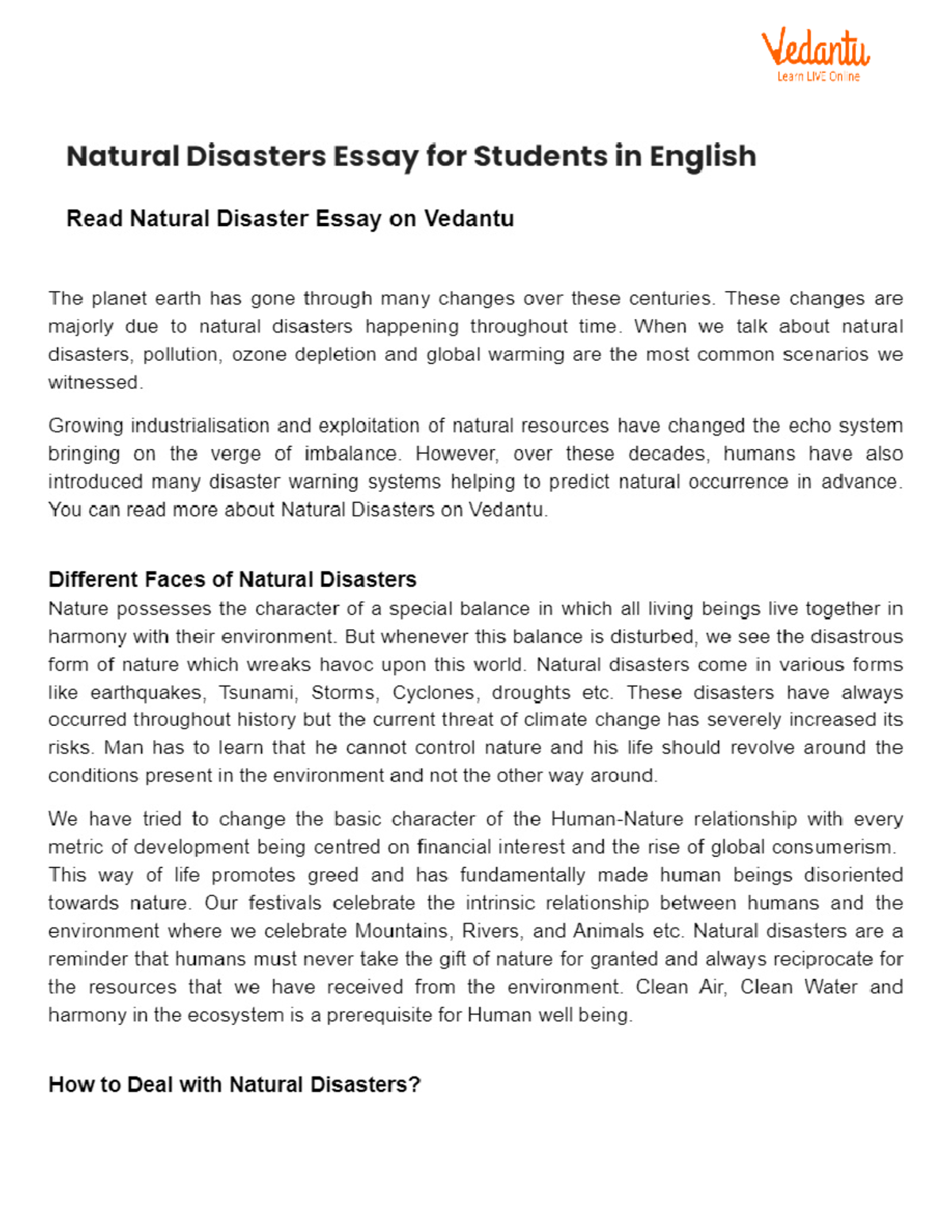 Natural Disasters Essay for Students in English - Biomedical ...