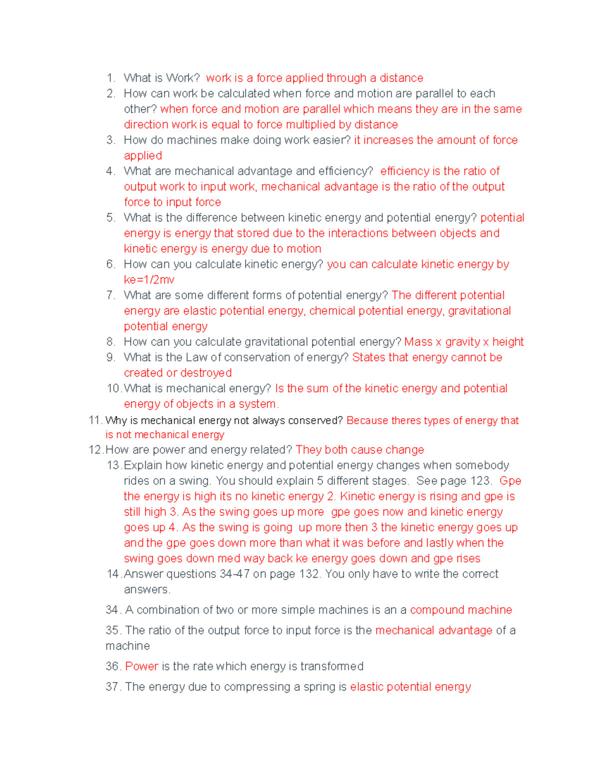 Untitled document - Easy work for physical science - 1. What is Work ...