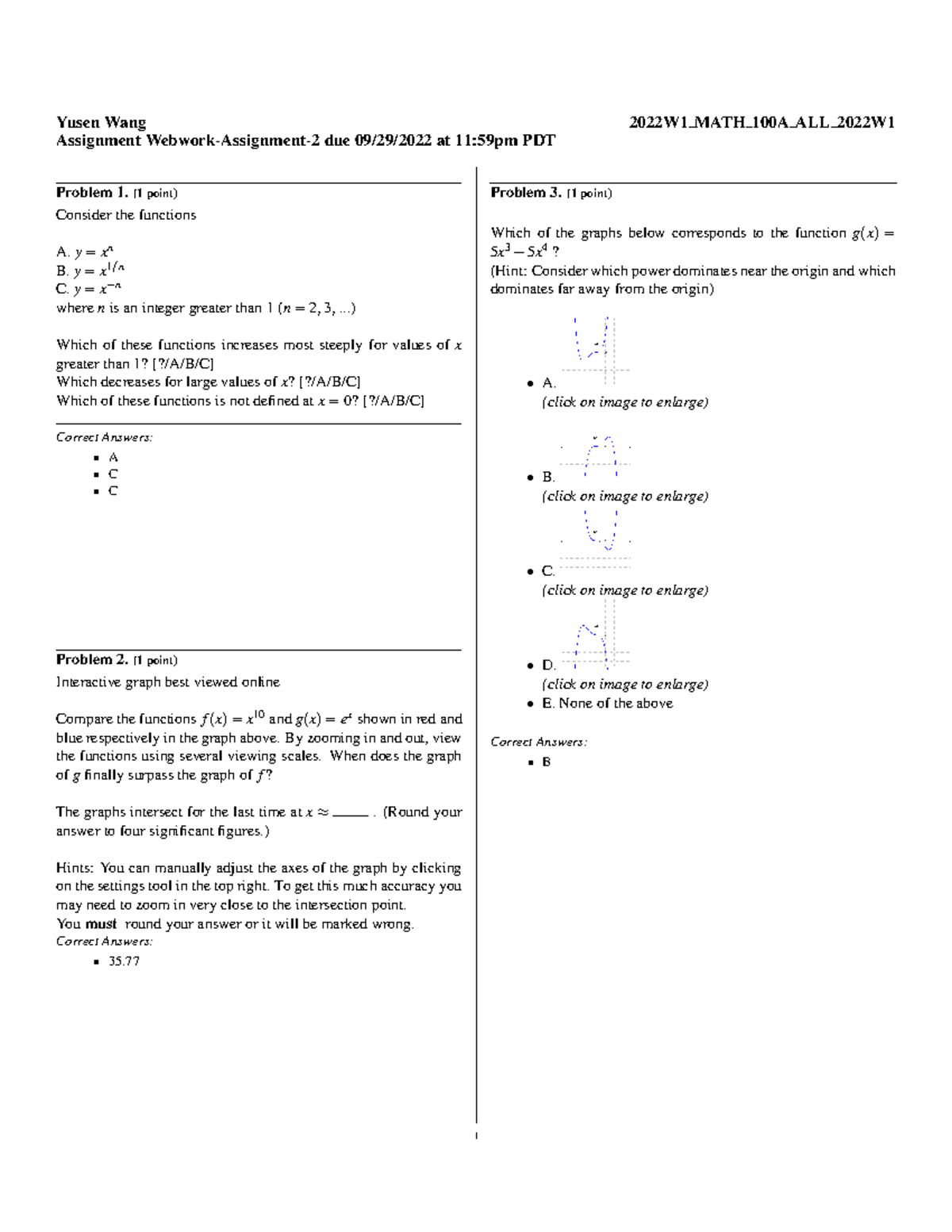 2022W1 MATH 100 A ALL 2022W1 - Yusen Wang 2022W1 MATH 100A ALL 2022W ...