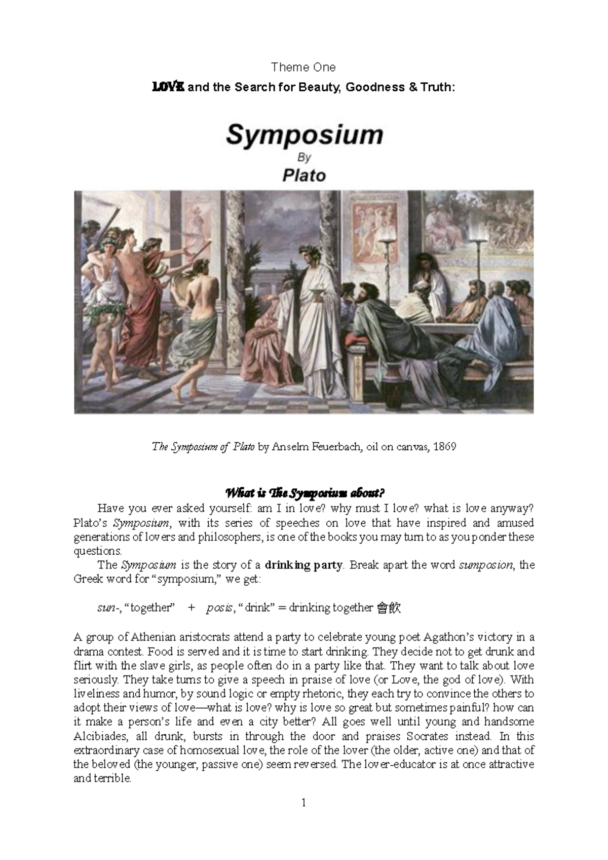 01 Symposium reading guide - Theme One love and the Search for Beauty ...