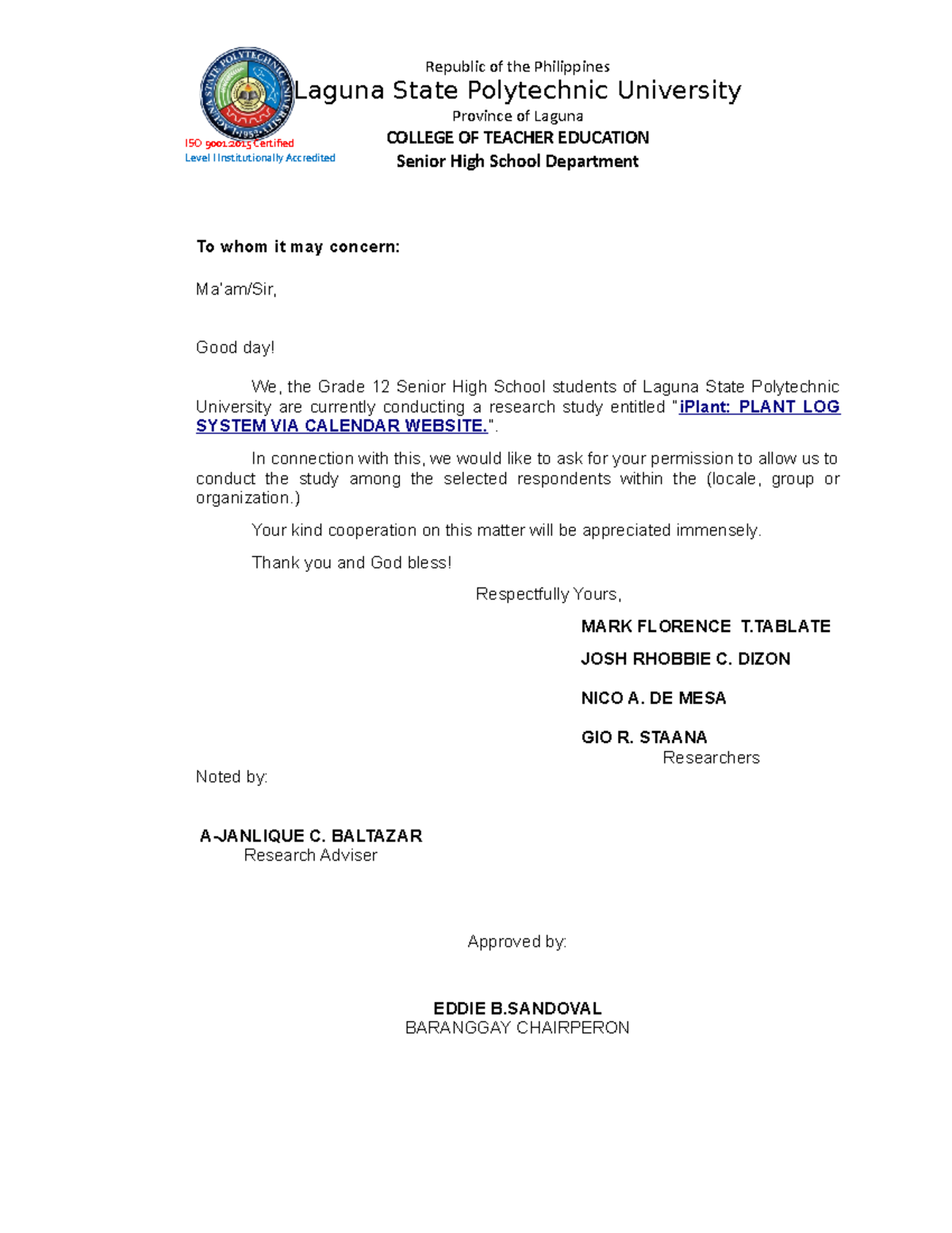 1.1 Letter to the respondents - Republic of the Philippines Laguna ...