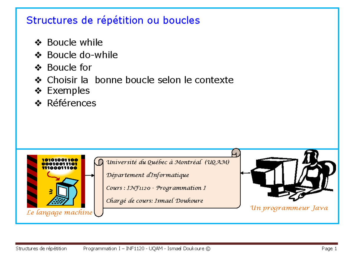 Structure Repetition - note de cour - Structures de répétition ou boucles Boucle while Boucle ...