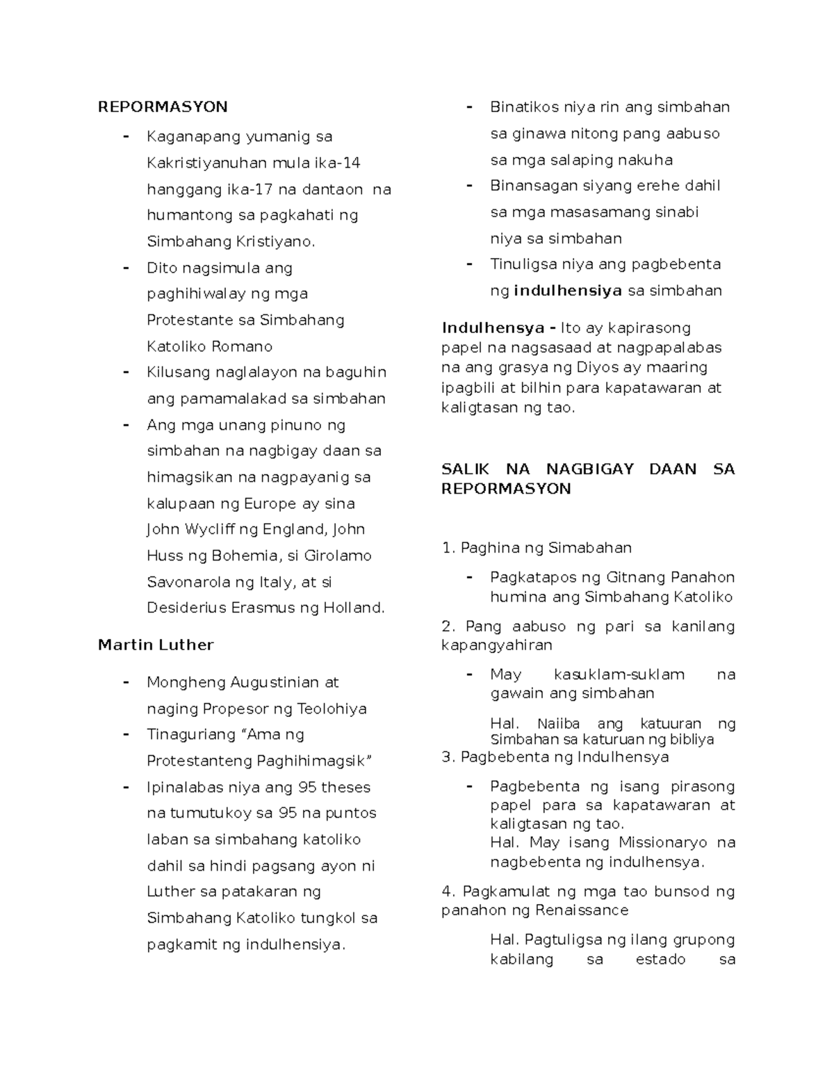 Repormasyon (Summary) - REPORMASYON Kaganapang yumanig sa ...