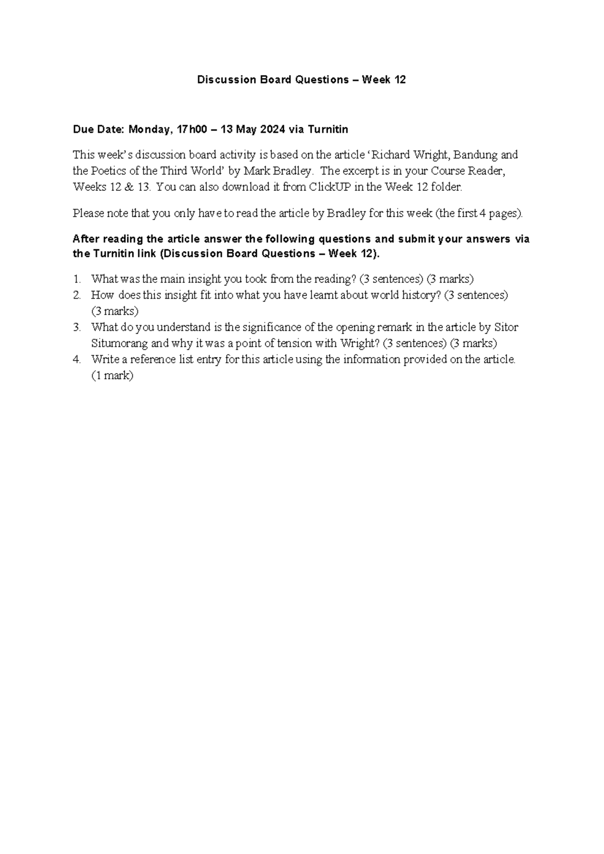 Discussion Group Week 12 - Tagged - Discussion Board Questions – Week ...