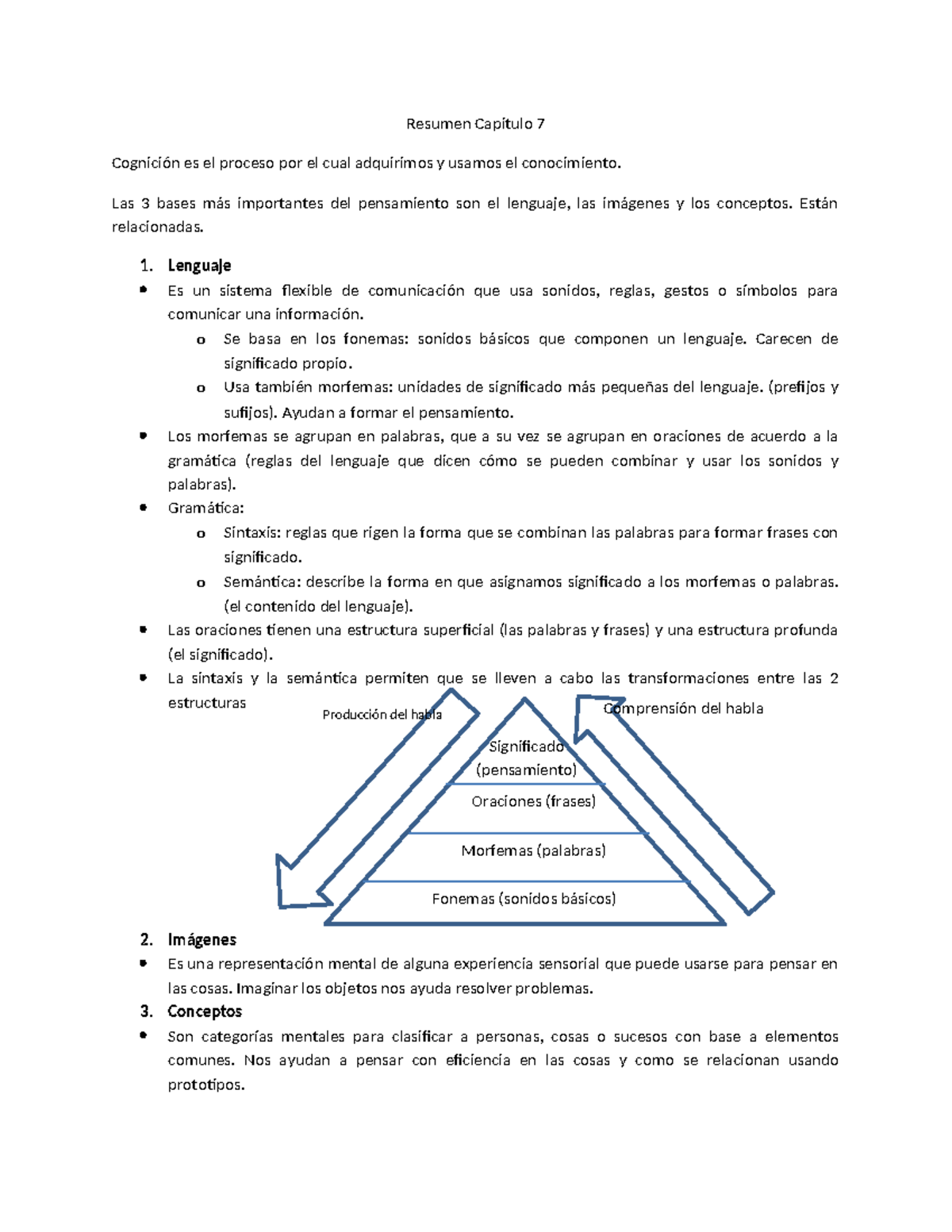 Resumen-capitulo-7 - Informacion analitica - Resumen Capitulo 7 Cognición es el proceso por el ...
