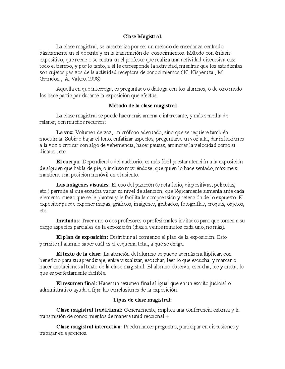 Clase Magistral - bien - Clase Magistral. La clase magistral, se ...