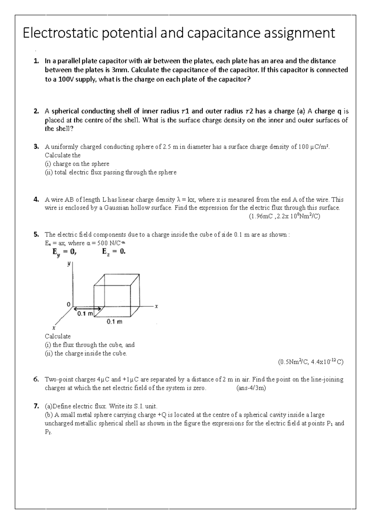 Electrostatic potential and capacitance assignment - In a parallel plate capacitor with air ...