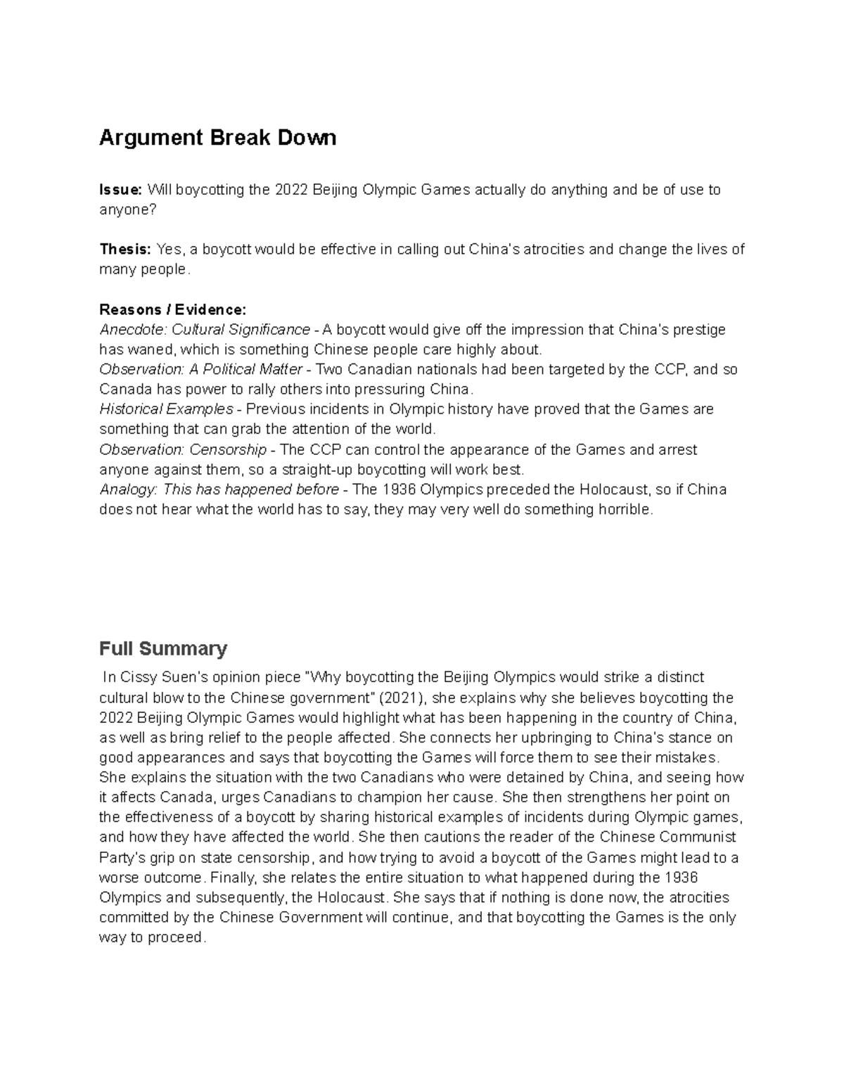 Critique Essay Process Assignment - Romulo Estrada - Argument Break ...