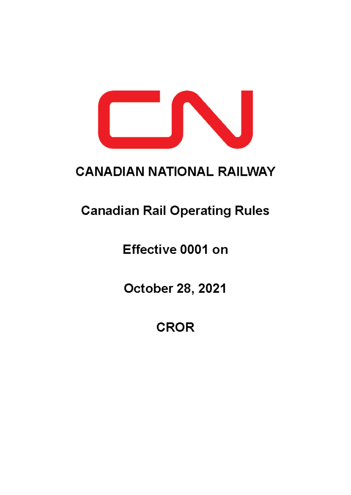 CN CROR 2021 10 28 Final - CANADIAN NATIONAL RAILWAY Canadian Rail ...