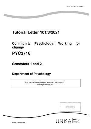 201 2022 2 b - TUT 201 - PYC3703 - Unisa - Studocu