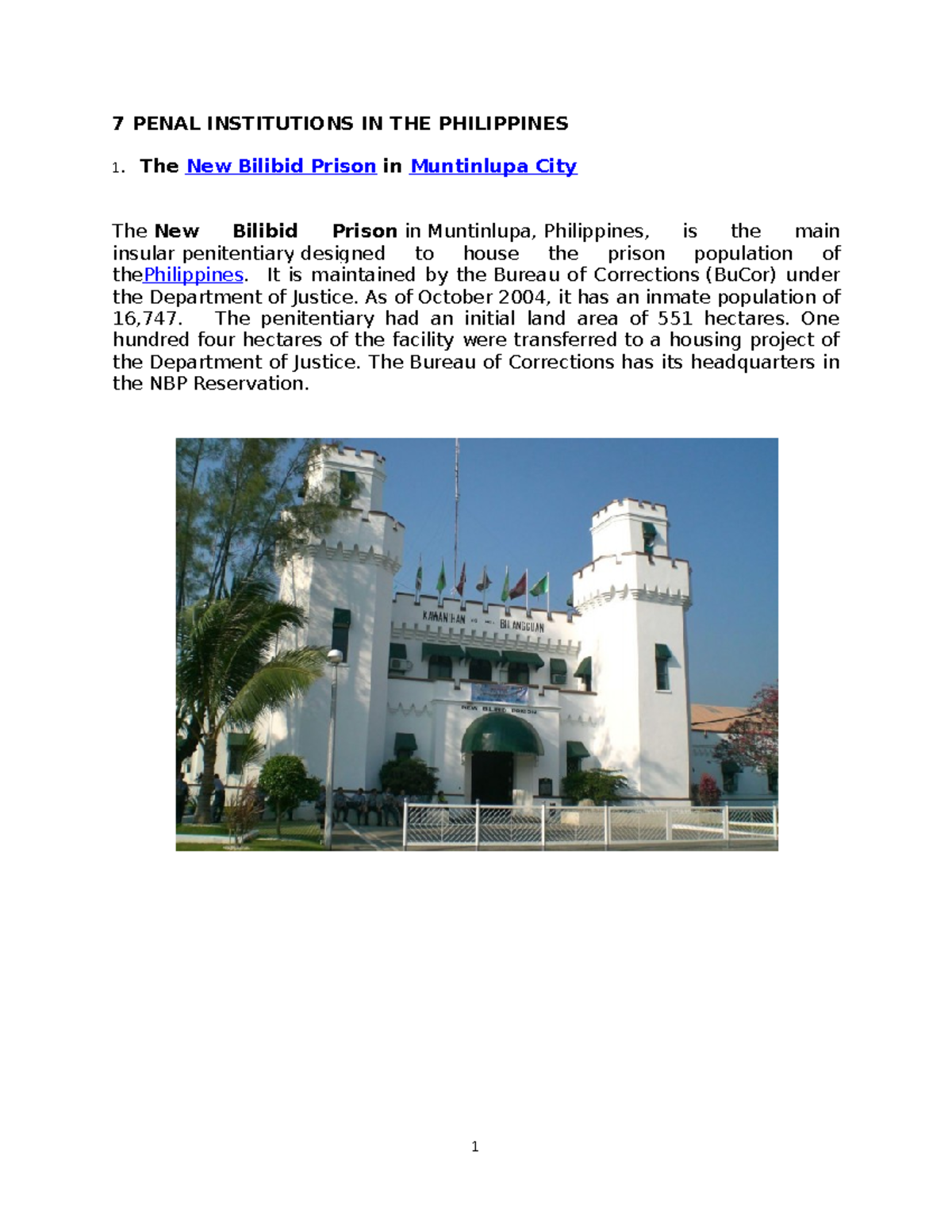 7 Penal Institutions IN THE Philippines - 7 PENAL INSTITUTIONS IN THE ...