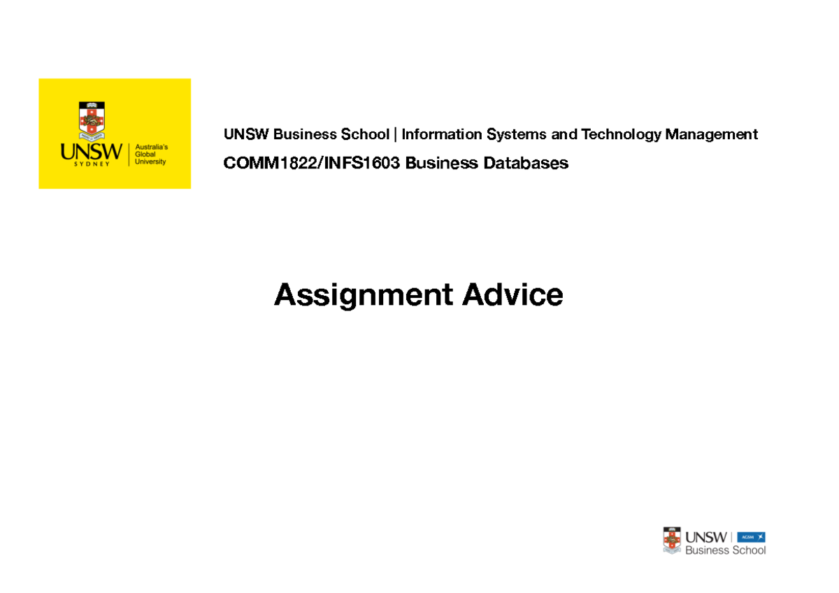 Assignment Advice 2020-T2 - Warning: TT: undefined function: 32 UNSW Business School ...