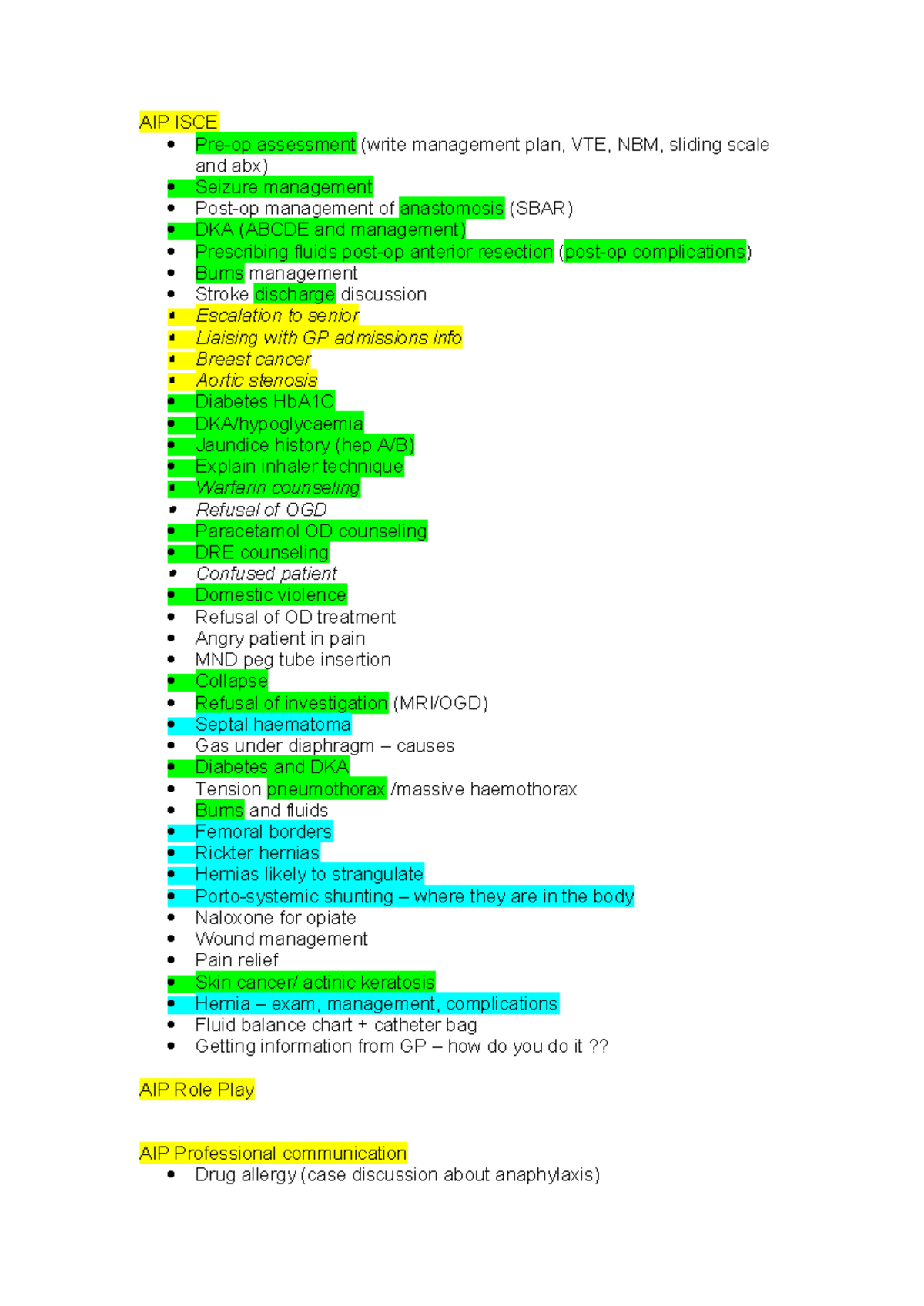 OSCE Stations - with loads of extra stations - DONE - AIP ISCE Pre-op assessment (write ...