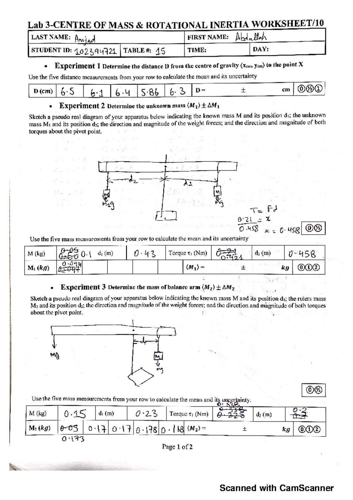 New doc 2019-05-15 15 - Lab 3 Center if mass and rotational inertia ...