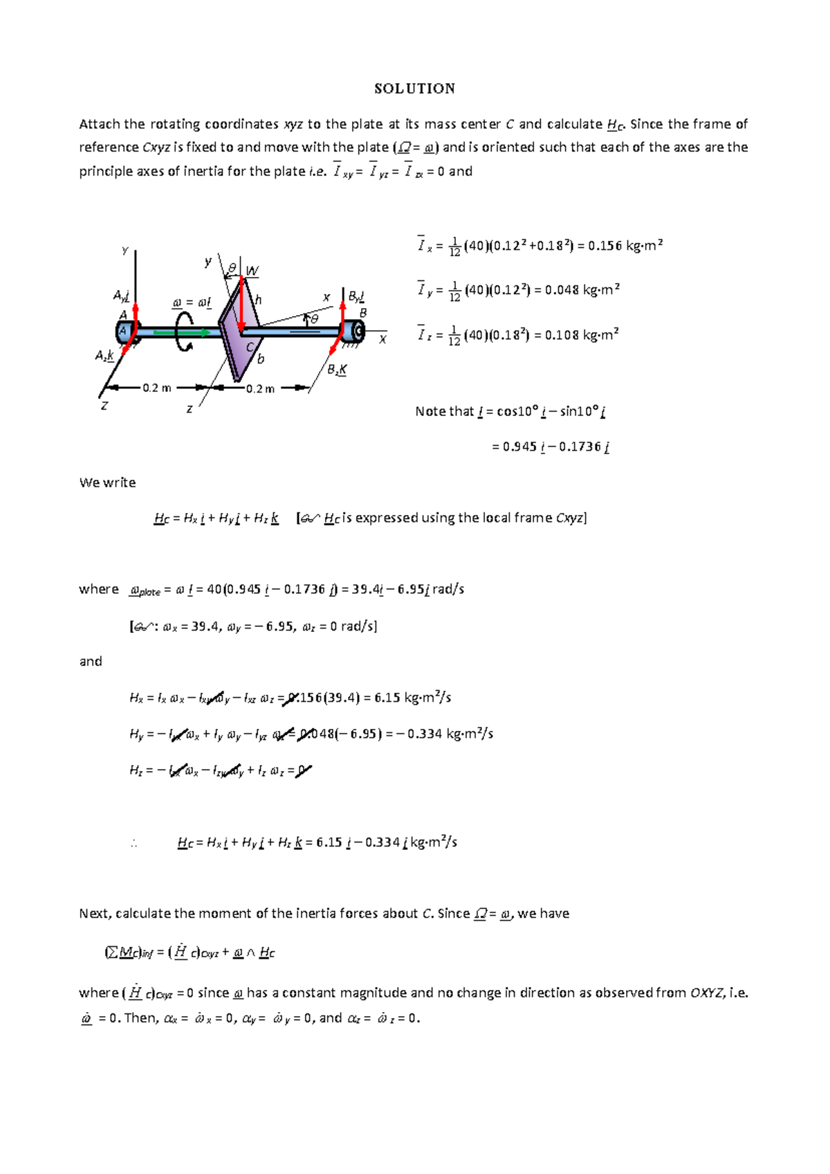 MEC420 Individual Assignment Solution - SOLUTION Attach the rotating ...