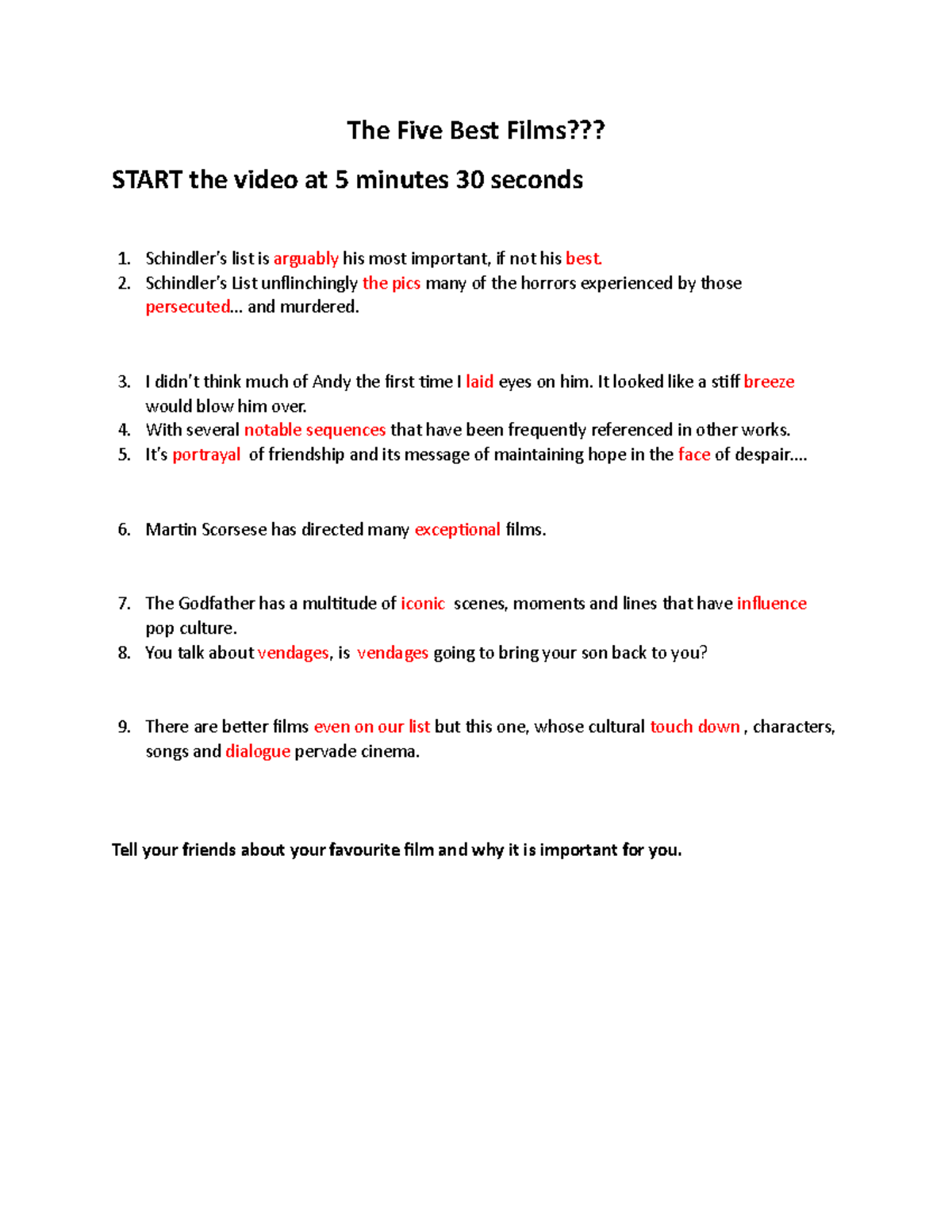 The Five Best Films - The Five Best Films??? START the video at 5 ...