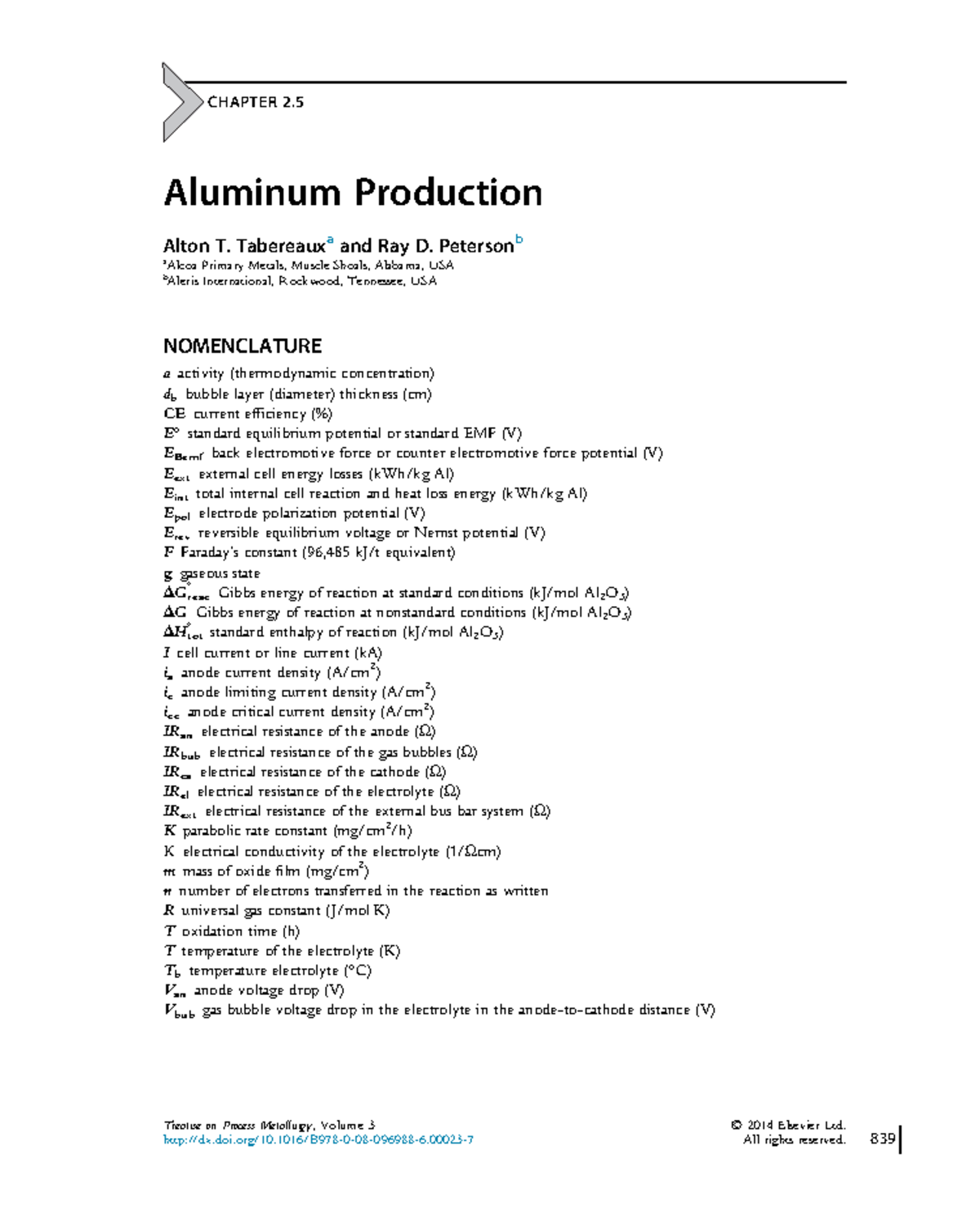 Processo Bayer - Livro - CHAPTER 2. Aluminum Production Alton T. Tabereauxa aand Ray D ...
