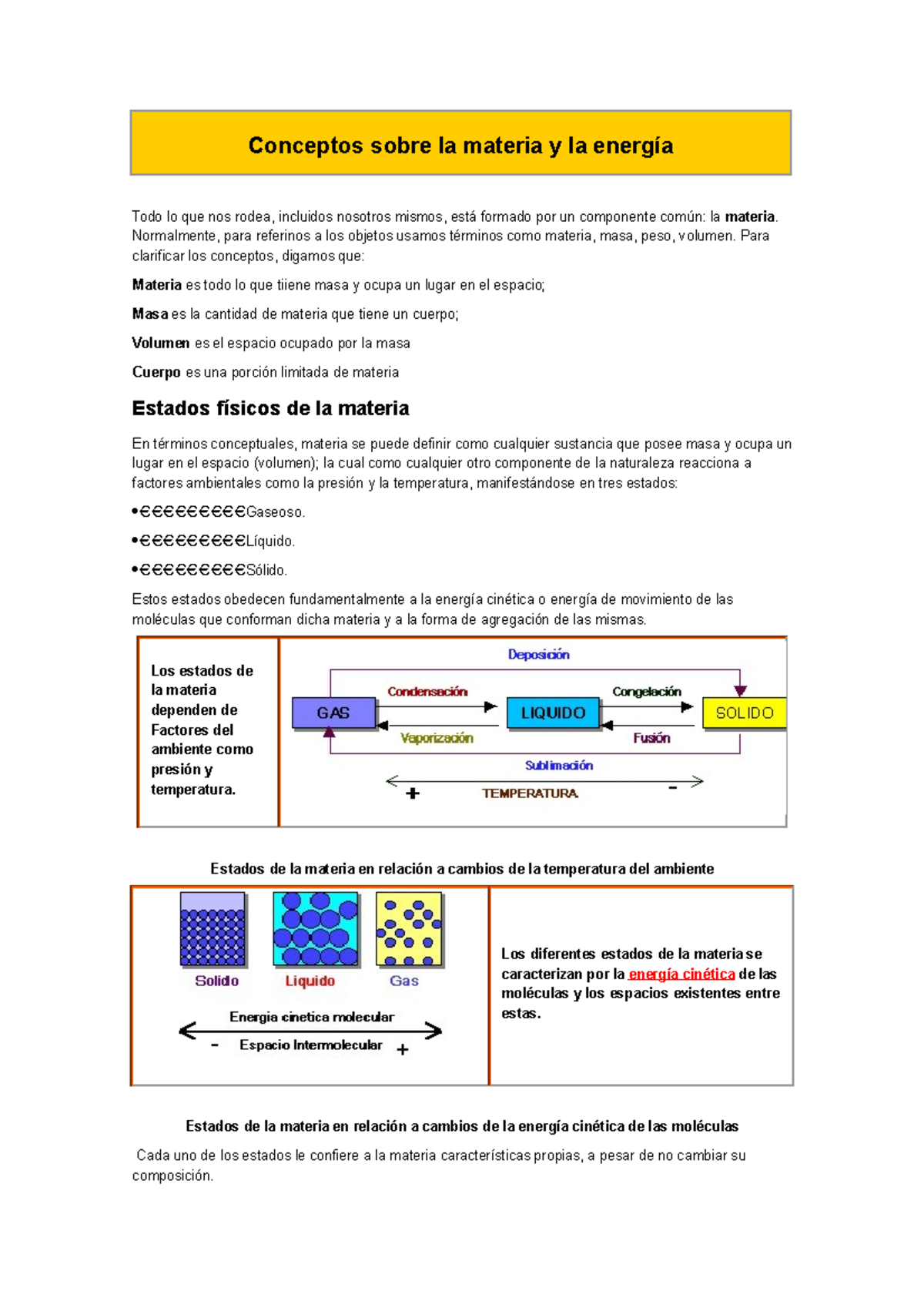 Materia Y Energia - Conceptos sobre la materia y la energía - Studocu