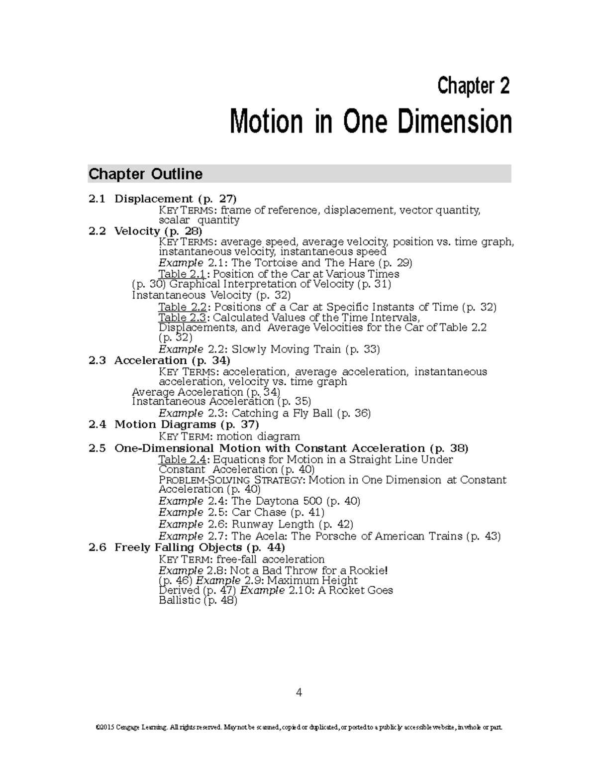 Week002 Motion in one Direction - Chapter 2 Motion in One Dimension ...