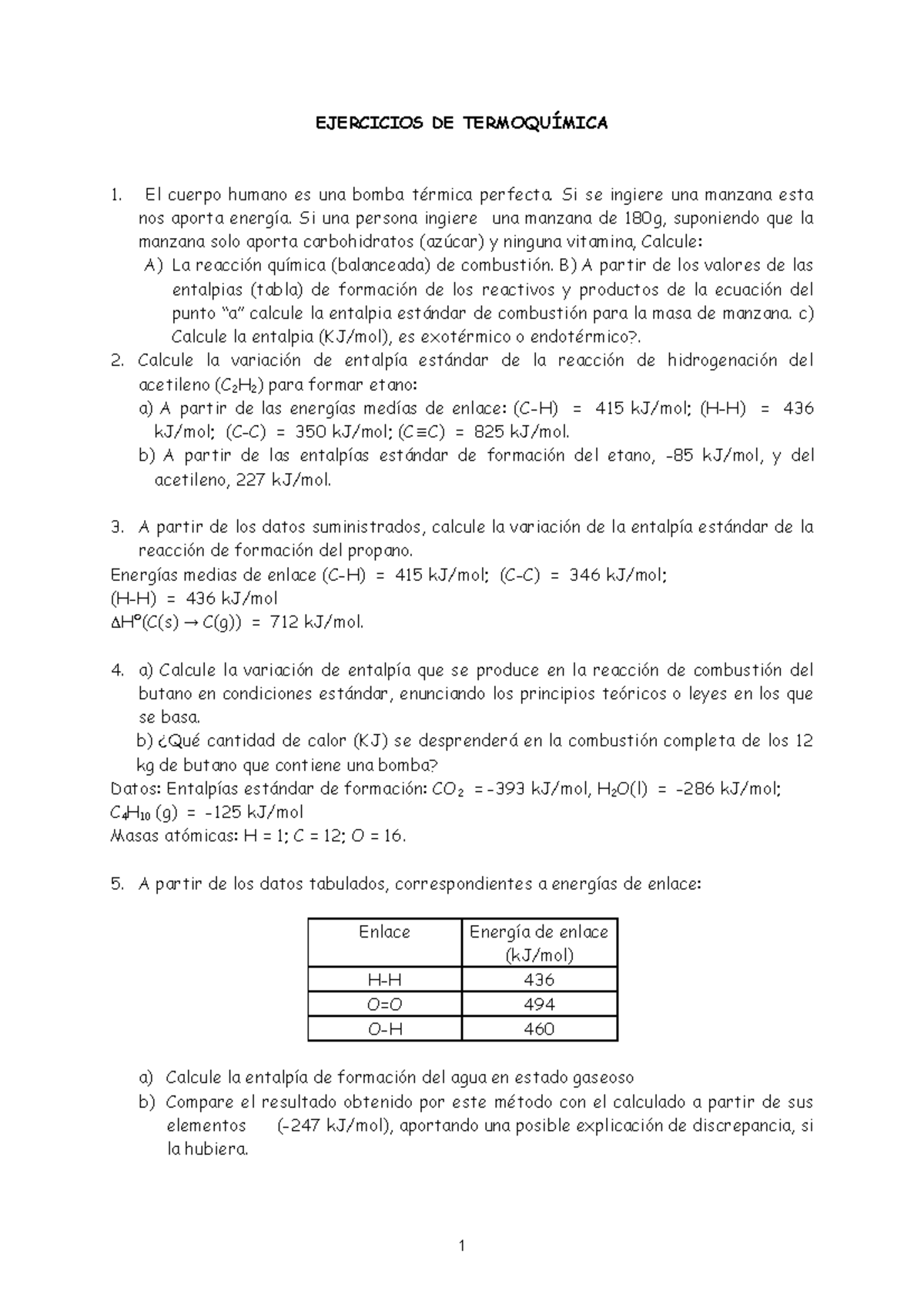 Termoquimica - tarea - EJERCICIOS DE TERMOQUÍMICA El cuerpo humano es ...