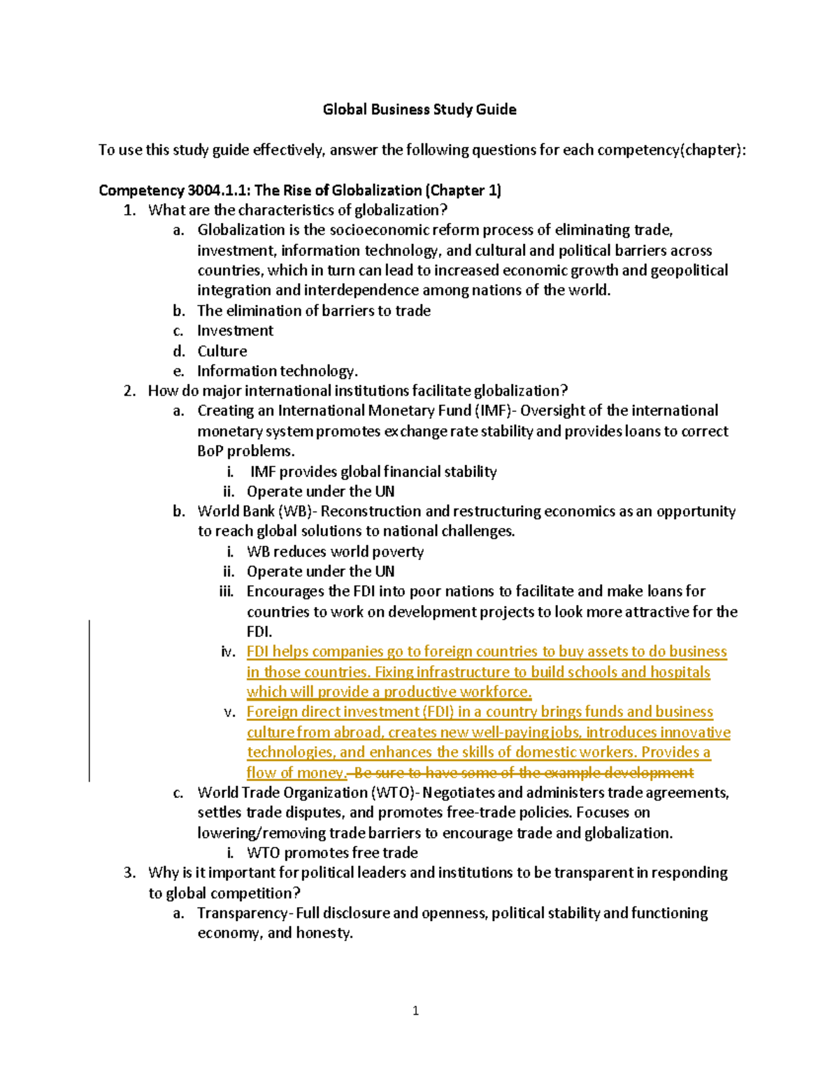 Global Business Study Guide Revised - Global Business Study Guide To ...