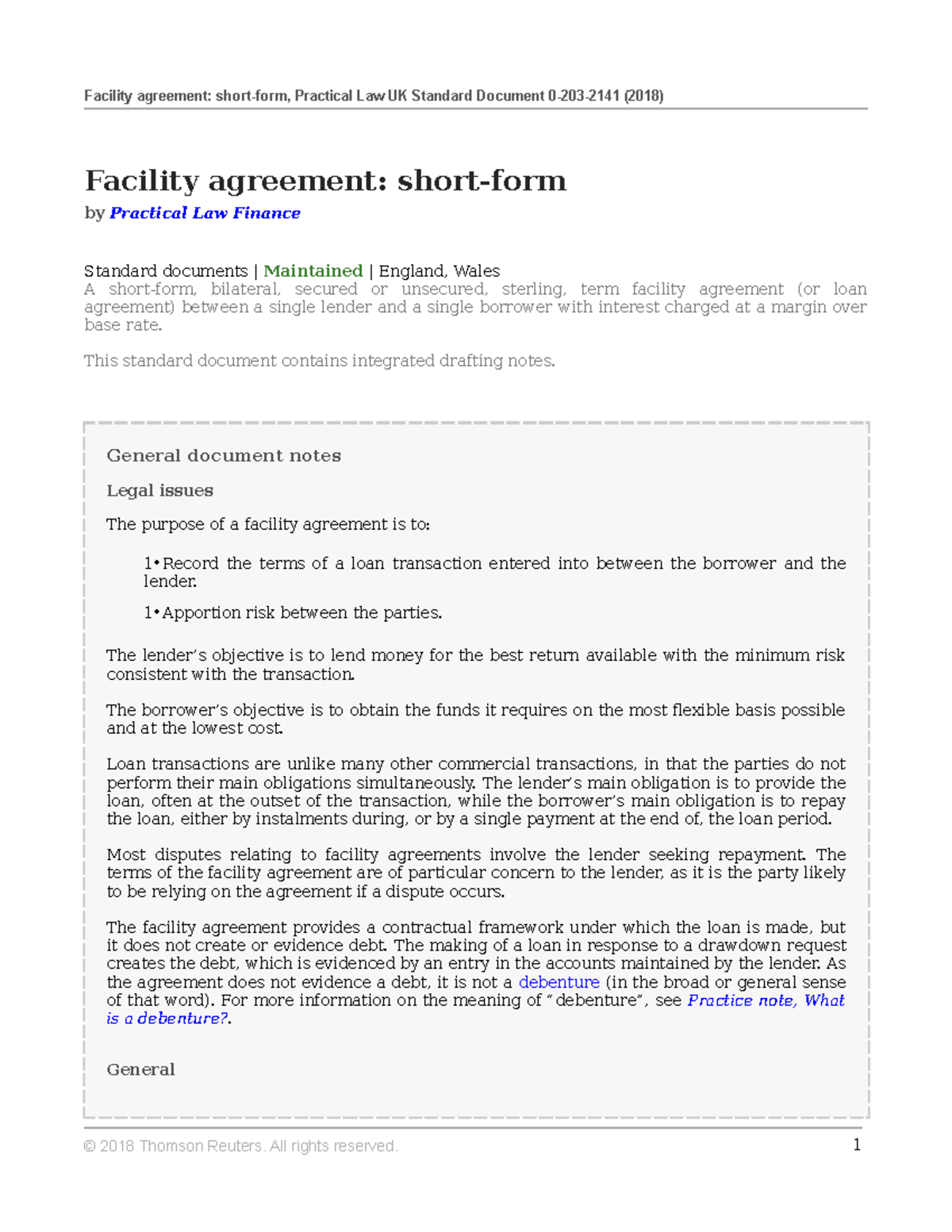 Facility agreement short-form short-form - Facility agreement: short ...