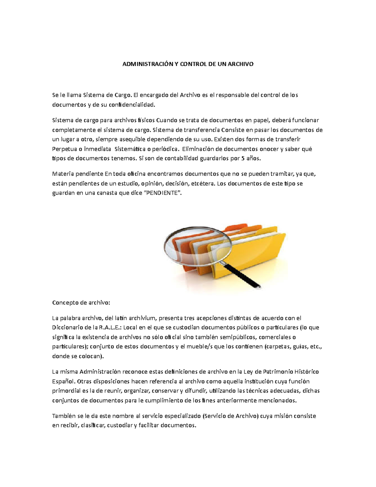 Administración Y Control DE UN Archivo - ADMINISTRACIÓN Y CONTROL DE UN ...