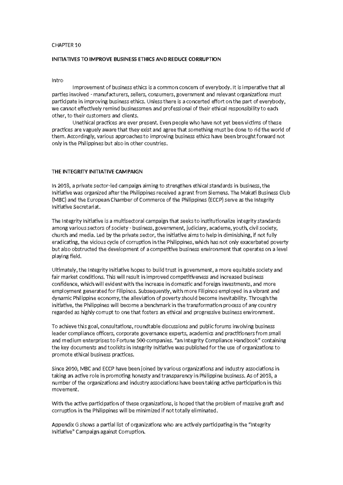 Initiatives to Improve BE... ( ch. 10) - CHAPTER 10 INITIATIVES TO ...